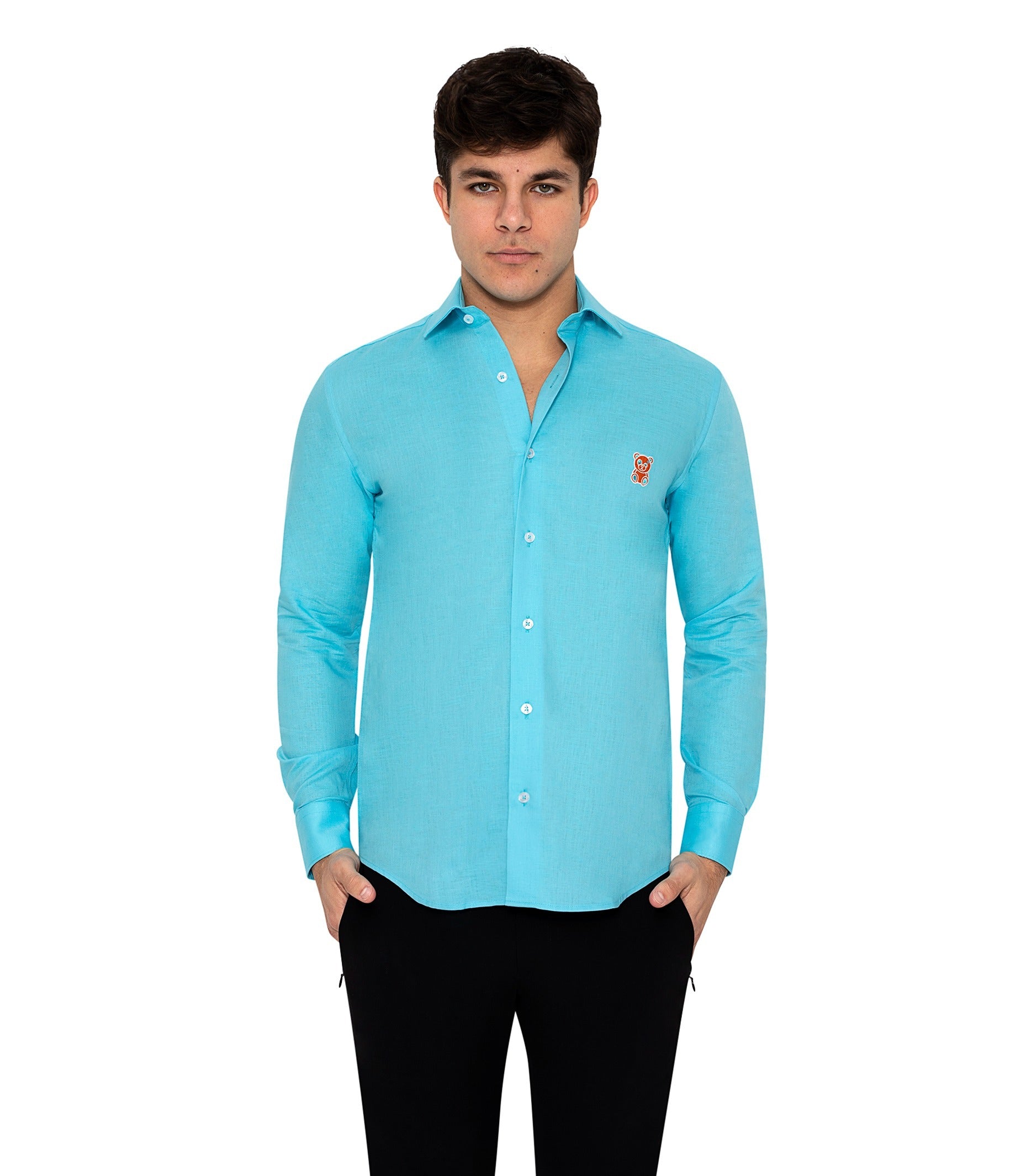 Adelaide Turquoise Long Sleeve Shirt – MESSY TEDDY
